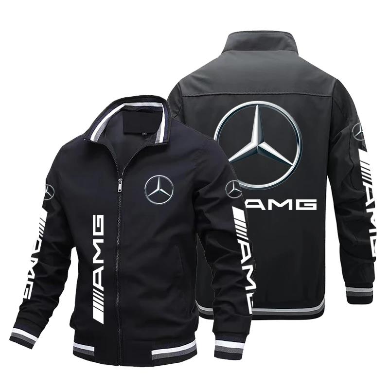 Men's Mercedes-Benz Jacket Luxury Car Logo Print Motorcycle Jacket ...
