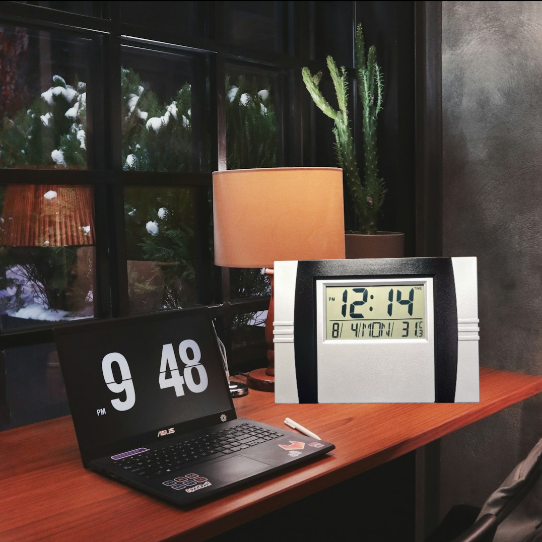 Digital Square Table And Wall Clock Temperature display Medium Size