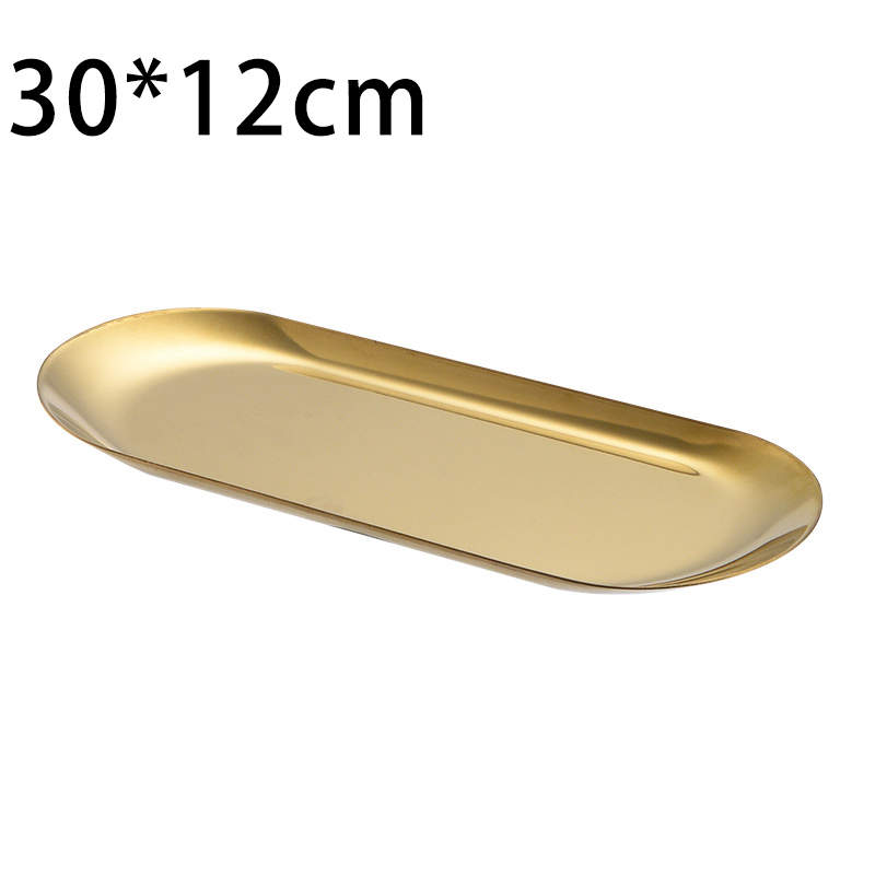 Metal Tray Stainless Steel Plate Oval Cake Fruit Dessert Tray Western ...