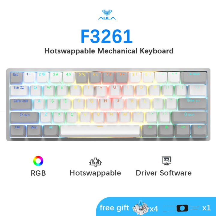 AULA F3261 Type-C Hot Swappable RGB Mechanical Gaming Keyboard ( Red ...