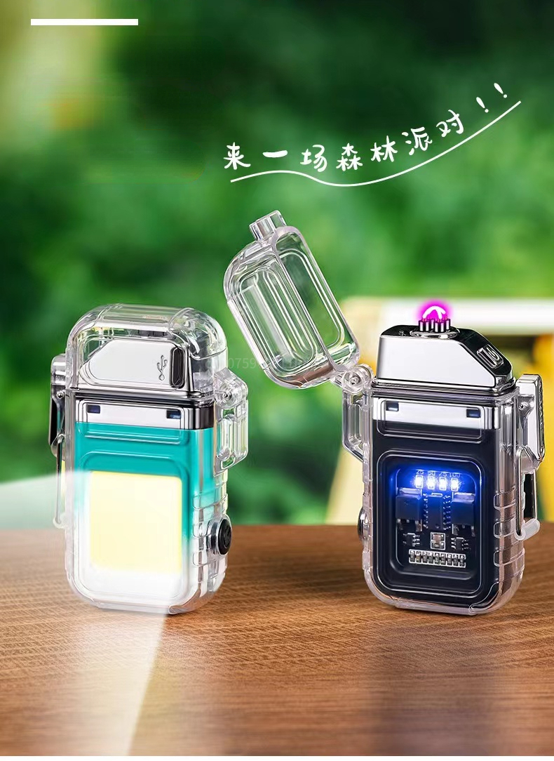 Dual arc windproof waterproof rechargeable usb electric lighter with ...