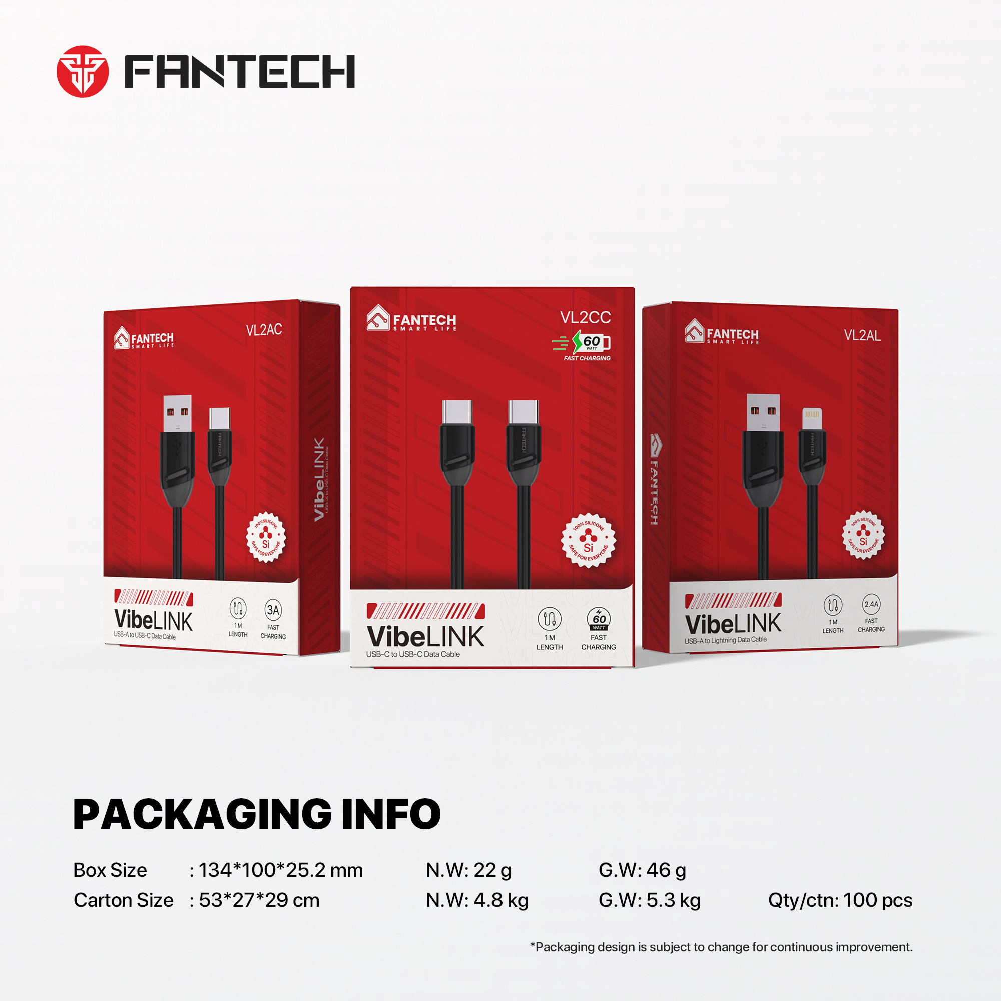 Fantech Vl2Al Series Vibelink Fast Charger Data Cable Usb-A To ...