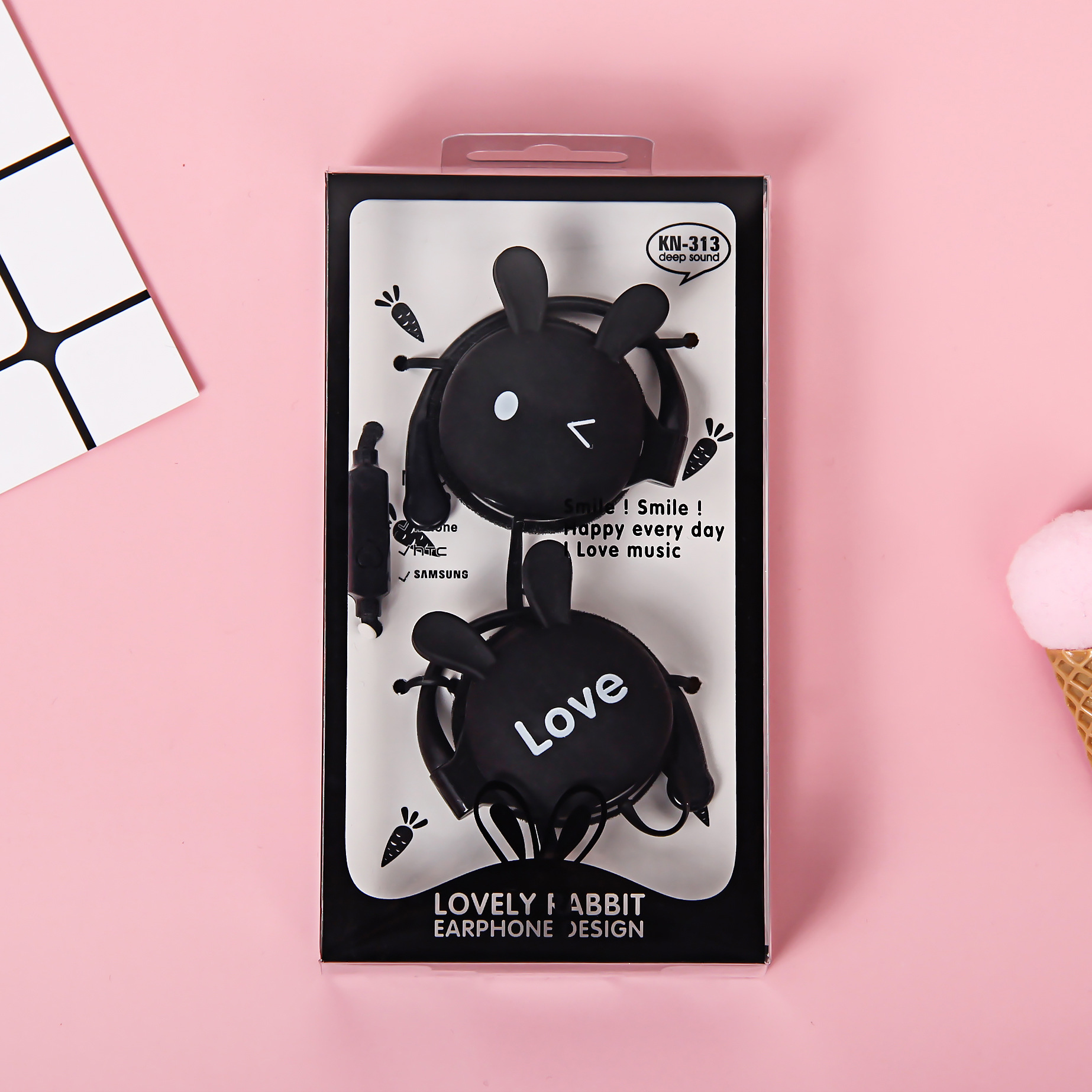 Cute Student Earphone Wired Model Cartoon Cute Rabbit Headset headphone ...