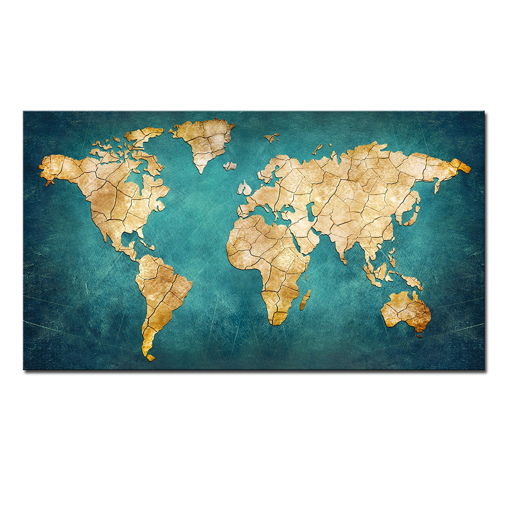 Modern Wall Decoration Art World Map Canvas Painting HD Print Posters ...