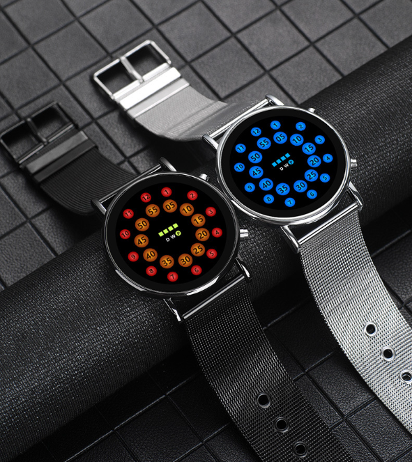 Lamgool New led rollerball couple watch creative round marquee watch ...