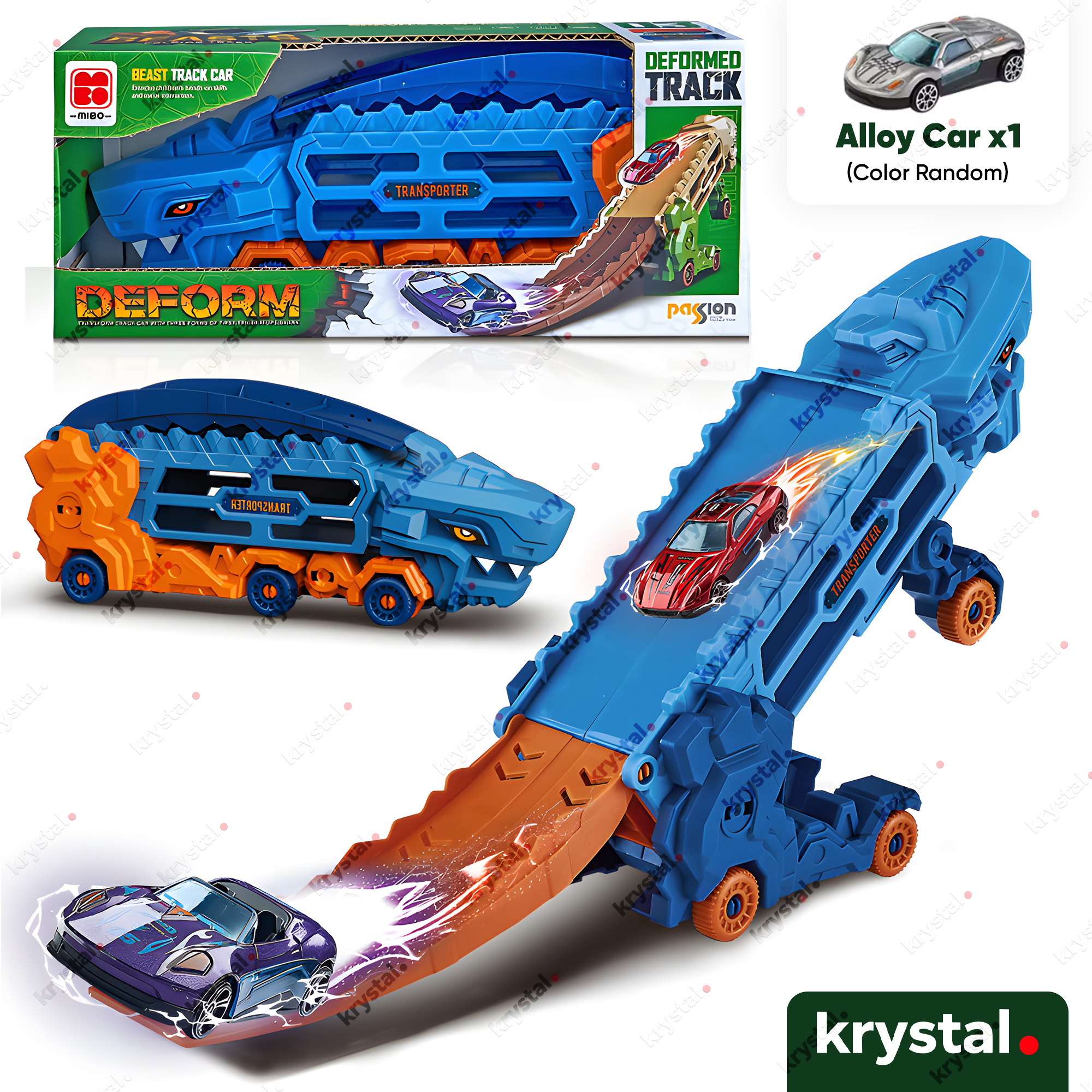 【Krystal】Mini Dinosaur Car Toy – Transforming Truck with Alloy Car for ...