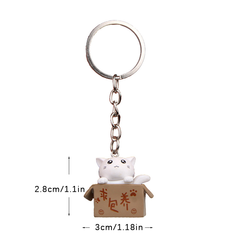 Creative Personality Cute Little Cat Box Keychain For Women Men ...