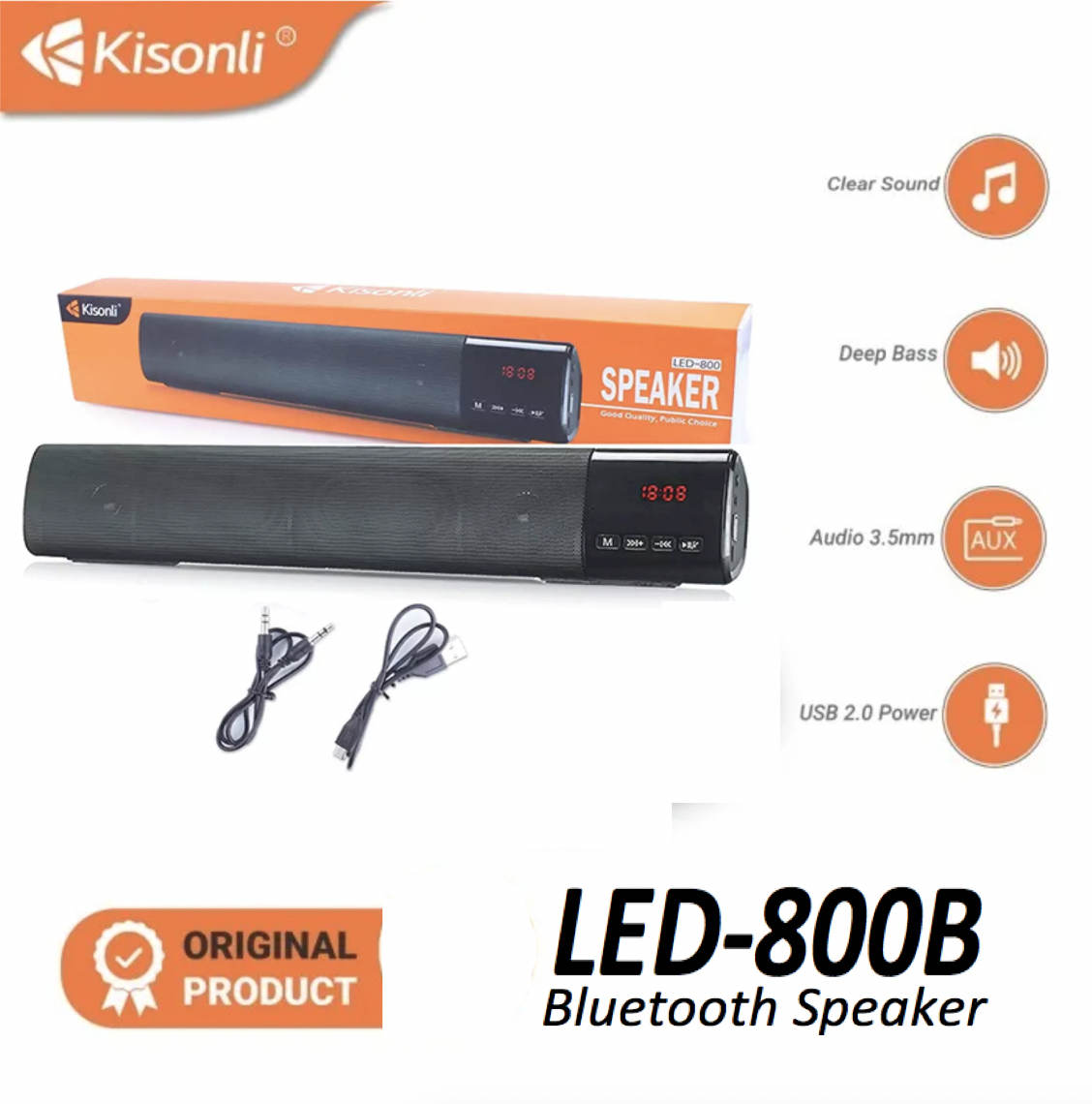 KISONLI LED 800B Portable Wireless Bluetooth Speaker Bar | Daraz.com.bd