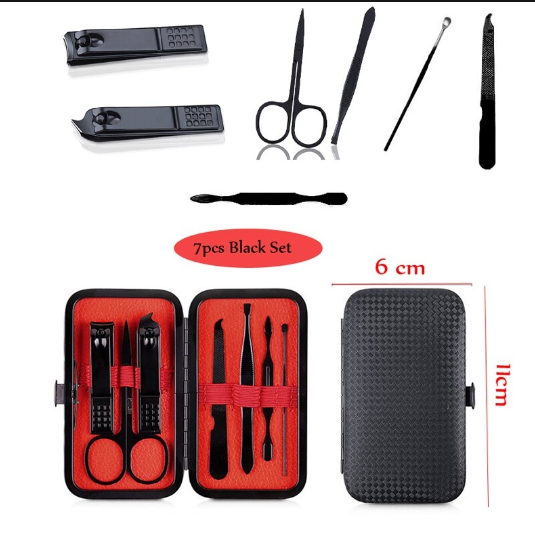 7Pcs Stainless Steel Nail Clippers Set,Black colour,Manicure Set ...