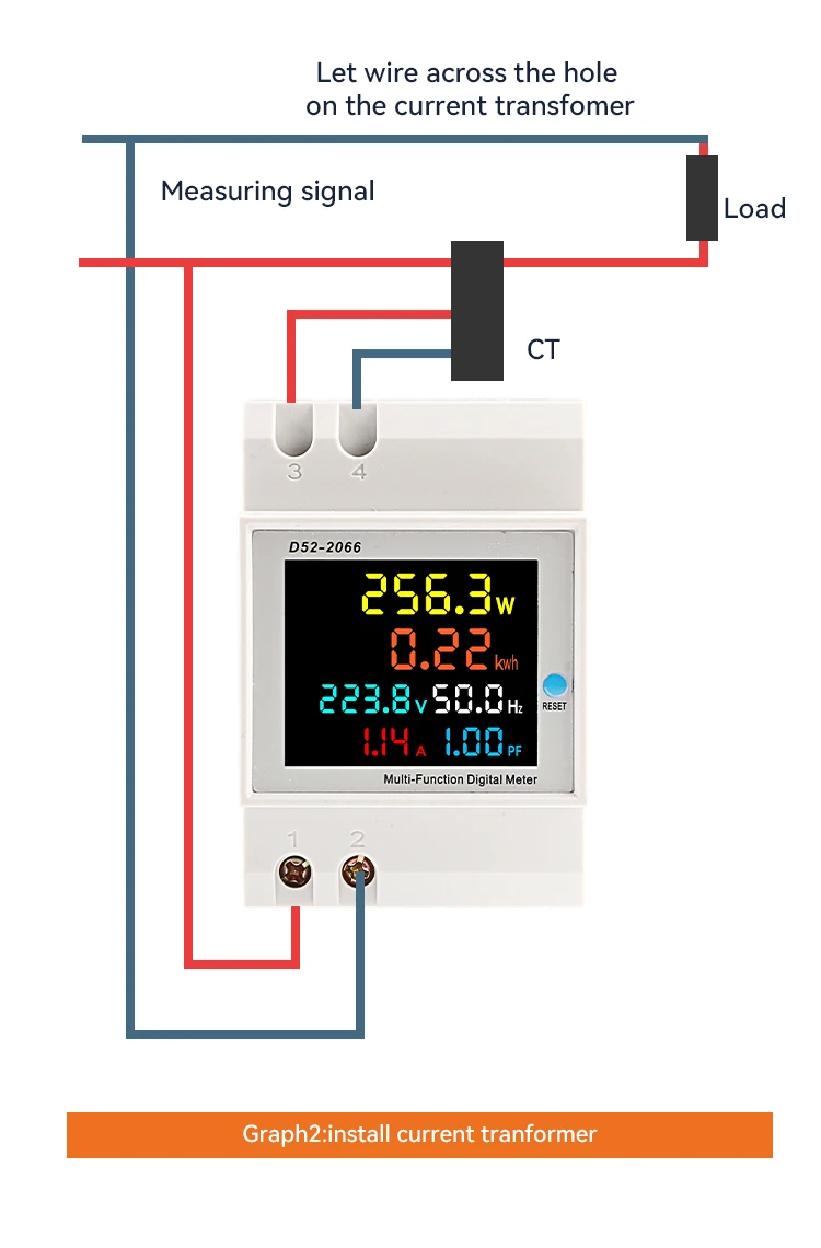 6-in-1 Digital Smart Energy Meter 100A AC LCD Display Voltage, Current ...