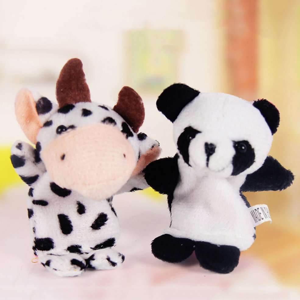 TE 10PC Plush Animal Finger Puppets Baby Dual-layer Storytelling Props ...