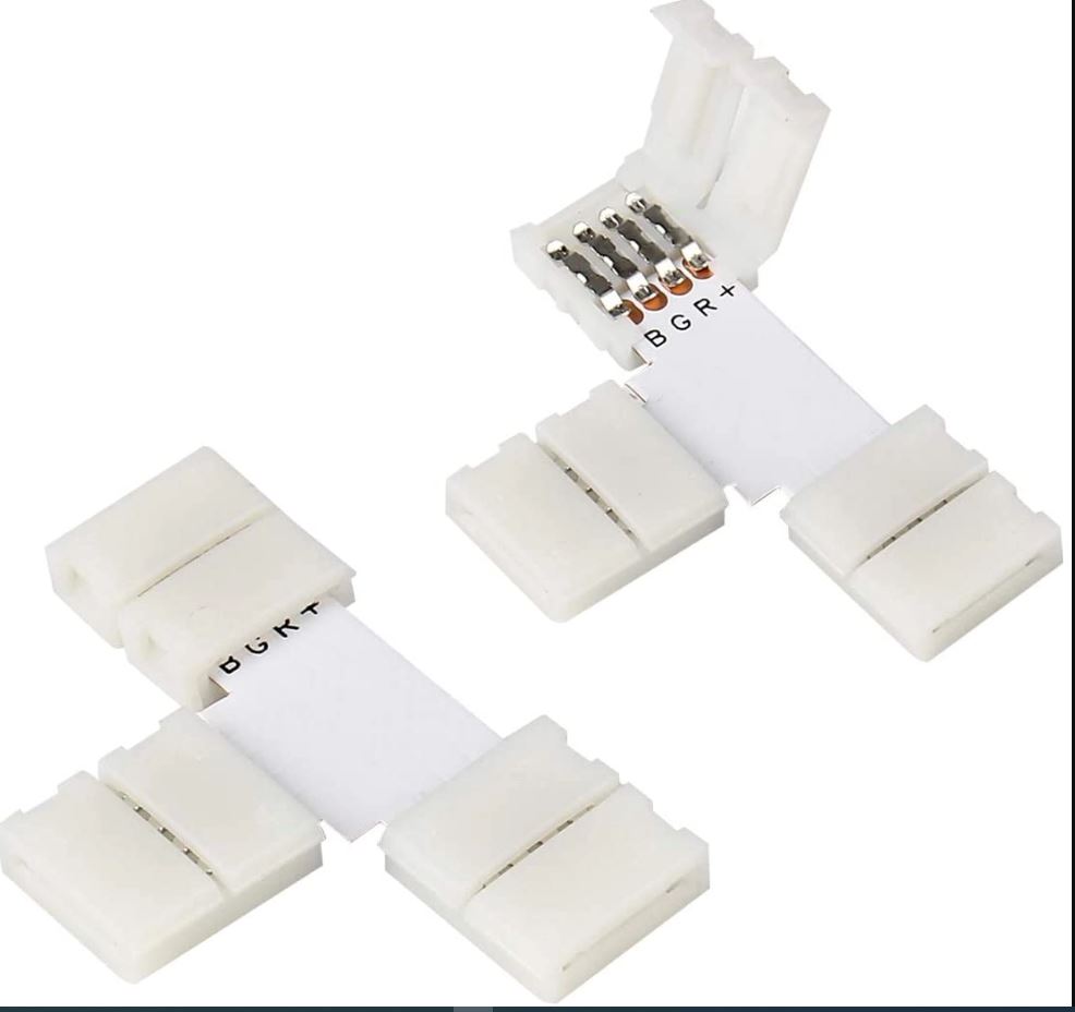 (2 Piece) Solderless LED Connector 4 Pin Buckel/L/T Shape Corner LED ...
