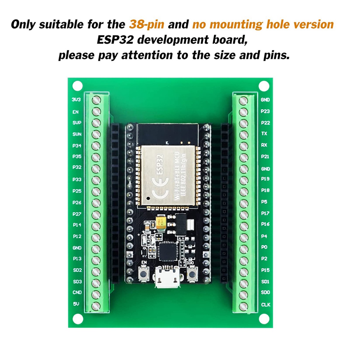 2Pcs ESP32 Breakout Board GPIO 1 Into 2 for 38PIN Narrow Version ...
