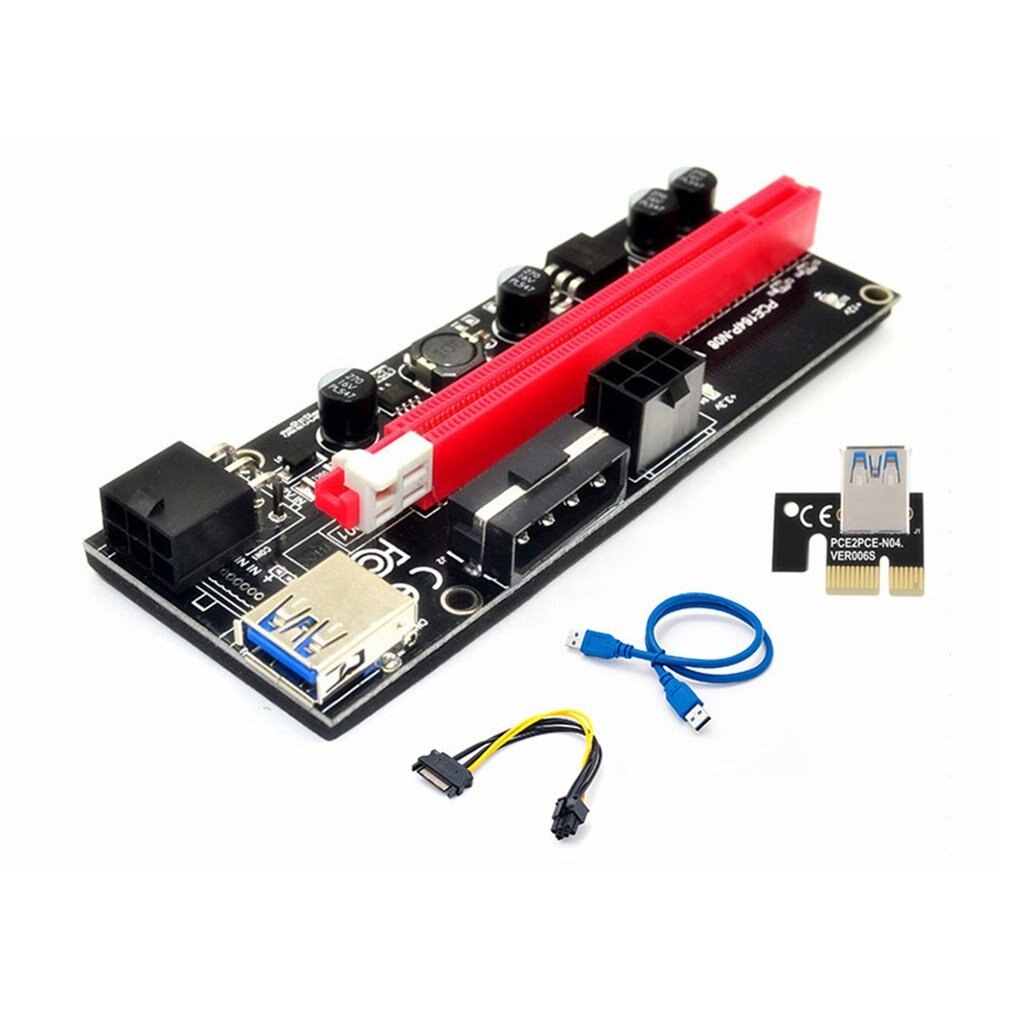 PCI-E Riser 009S 1X 16x Extender PCI E USB Riser 009S Dual 6Pin Adapter ...