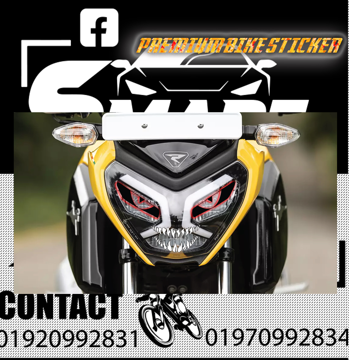 TVS RAIDER HEAD LIGHT STICKER new bike sticker bike head sticker tvs raider head sticker Daraz .bd