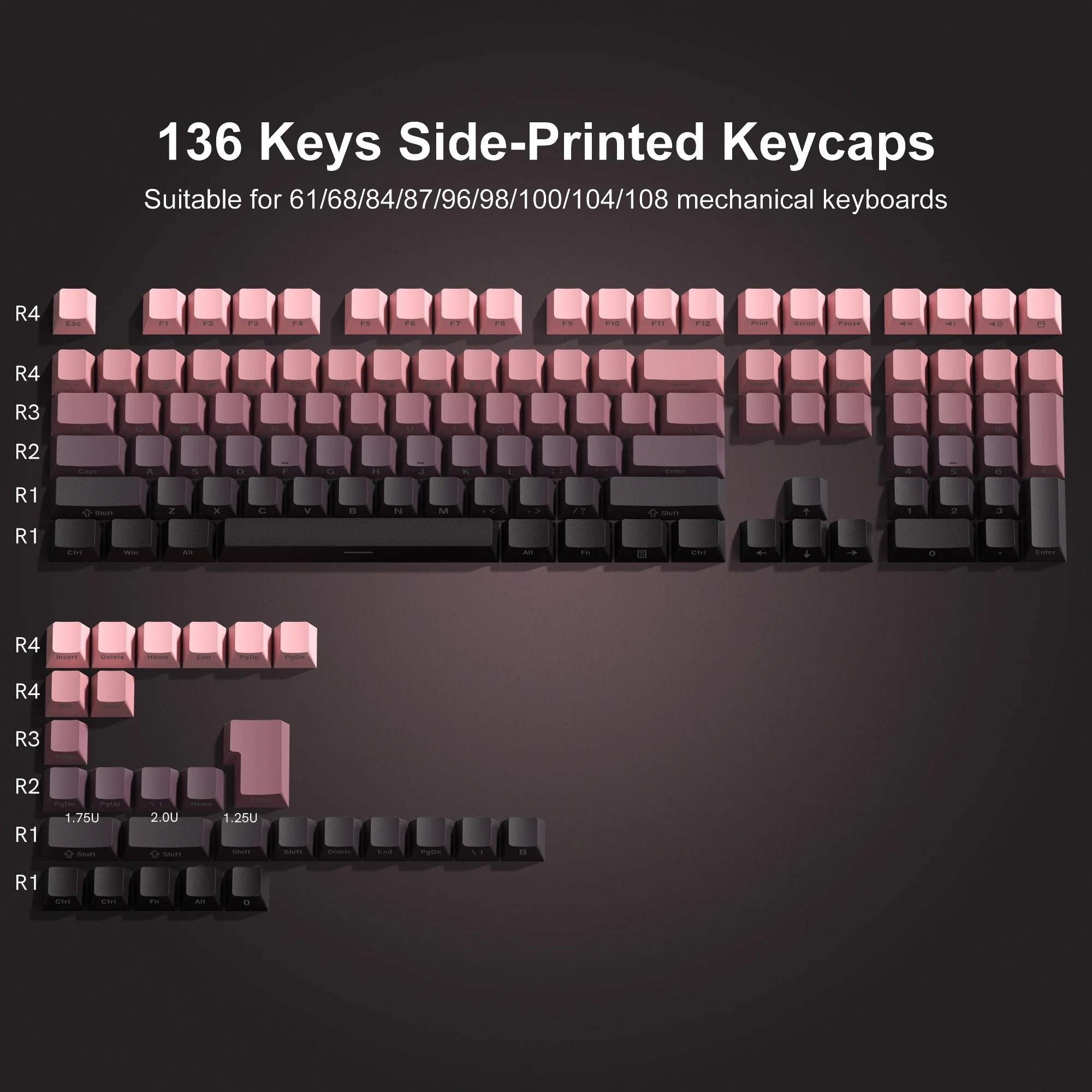 136 Key Polar Day PBT Double Shot Side Print Shine Through Backlit ...