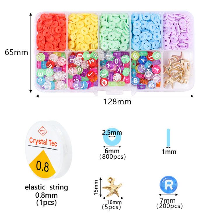 1 Box Round Acrylic English Alphabet Letter Beads Set With Stretch ...