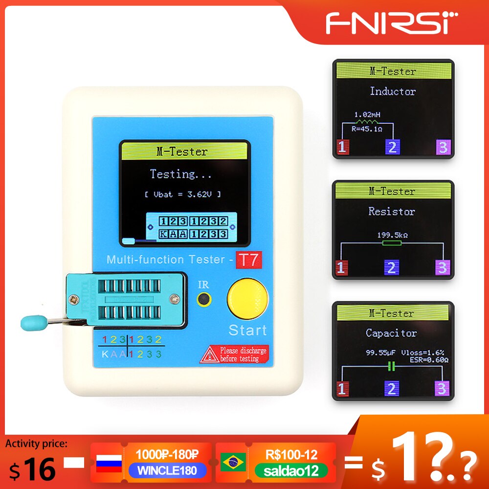 LCR-T7 New Transistor Tester TFT Diode Triode Capacitance Meter LCR ESR ...