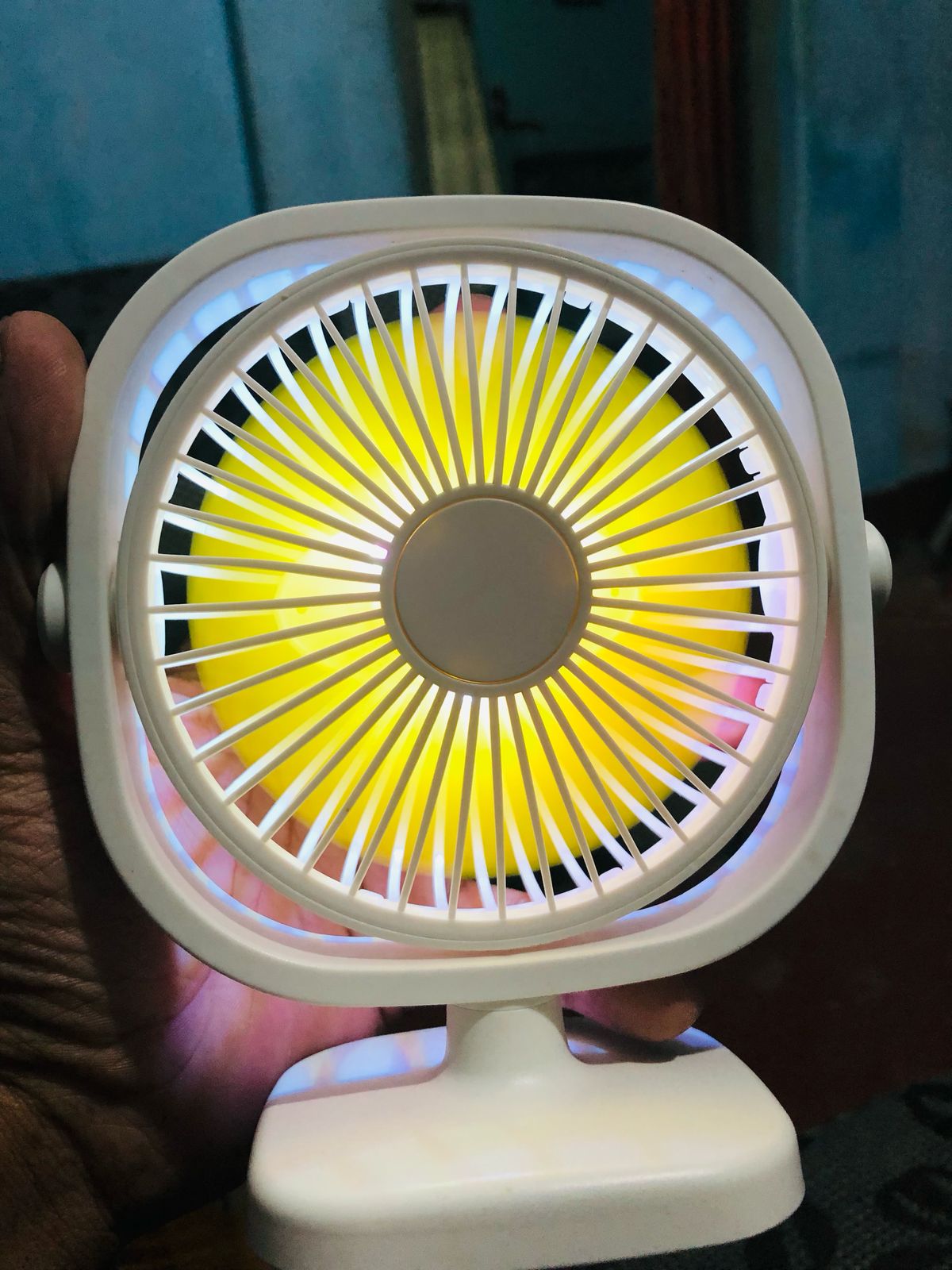 Rechargeable Mini Portable Table Fan Personal Small Desk Fan with RGB Light