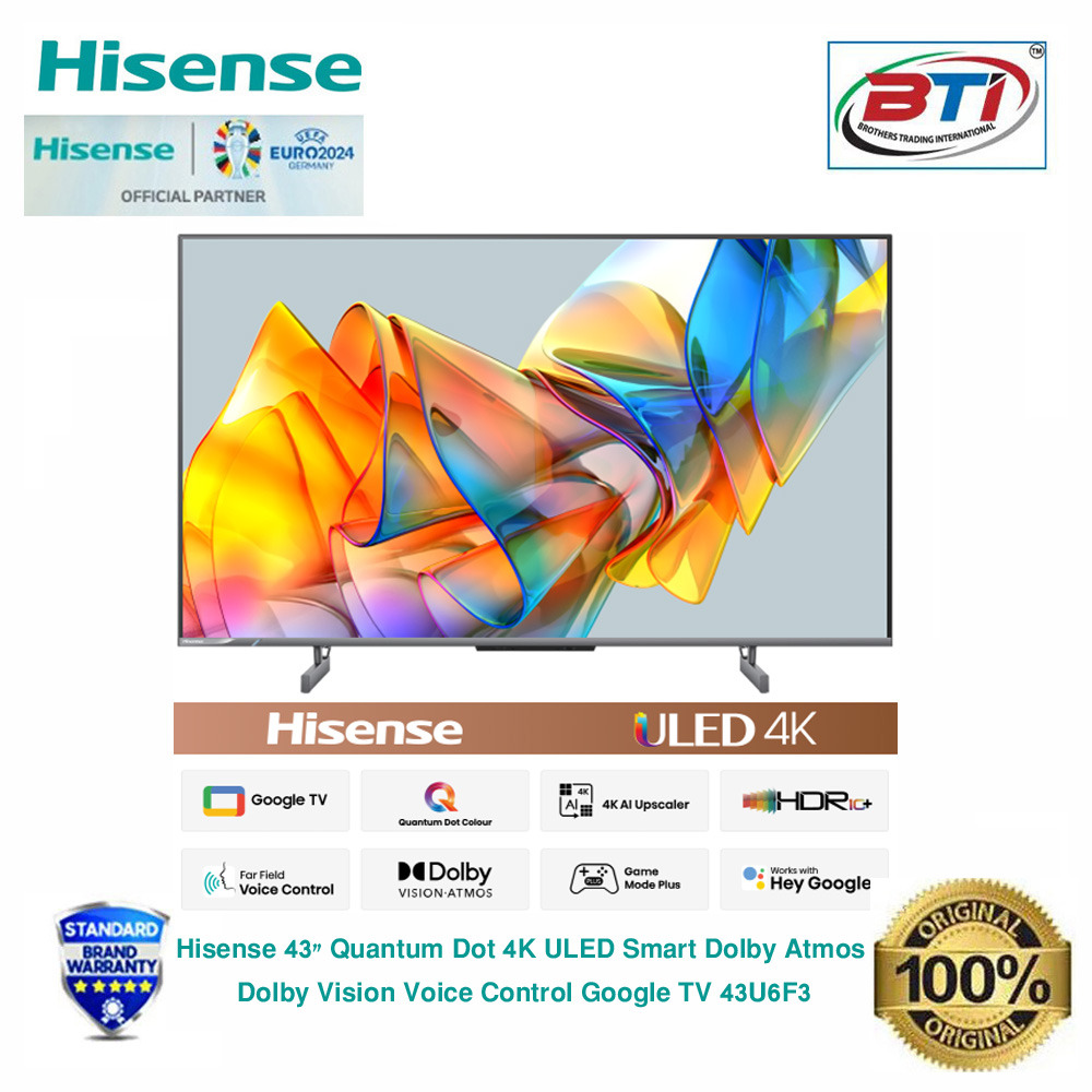 Hisense 43" Quantum Dot 4K ULED Smart Dolby Atmos Dolby Vision Voice Control Google TV Model ...