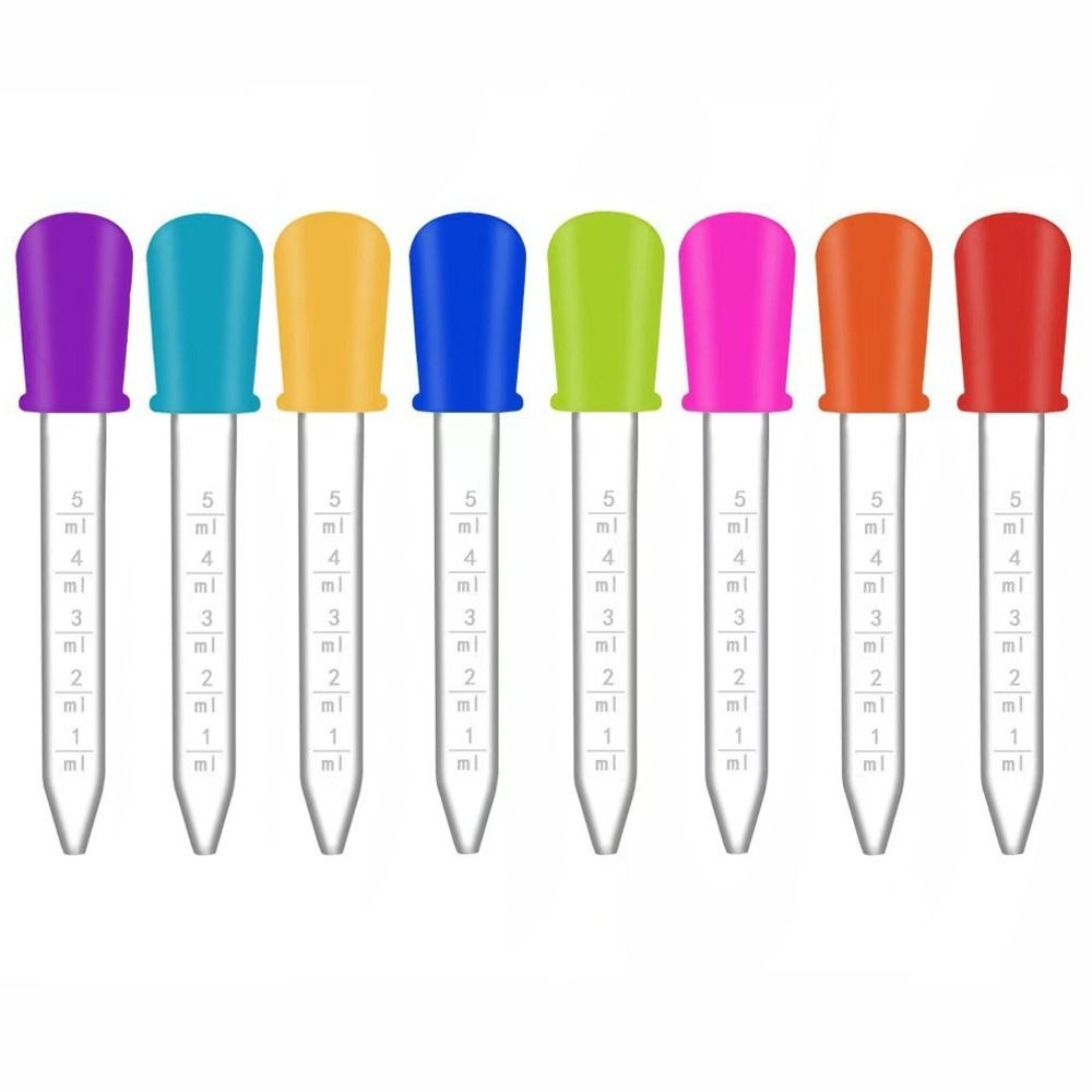8Pcs Clear 5ml Straw Dropper Useful 8 Colors Silicone Plastic Pipettes ...