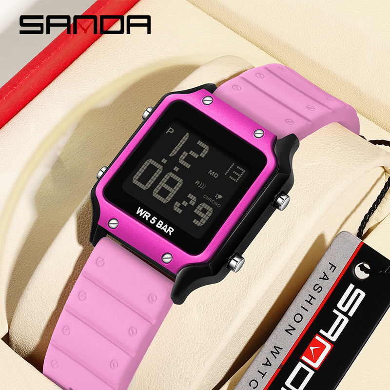 Sanda Classic Small Square Watch Simple Trendy Night Light Waterproof ...