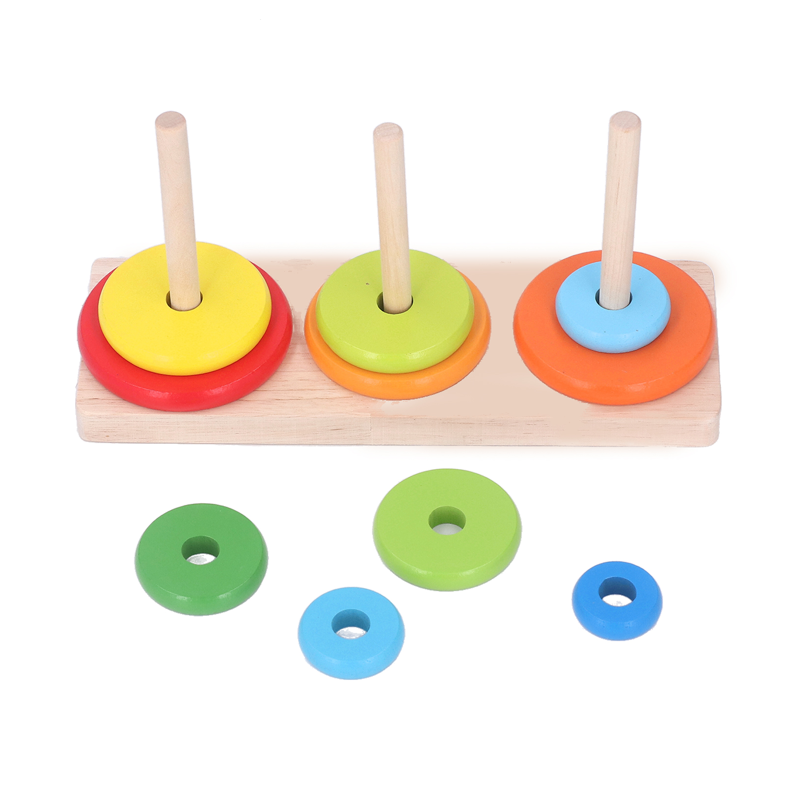 Stacking Tower Toy, Wooden Stacking Rings Shape Sorting Preschool ...
