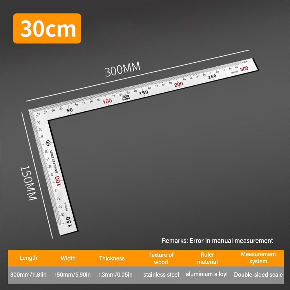 Practical Double Sided Scale Angle Square Ruler Stainless Steel ...