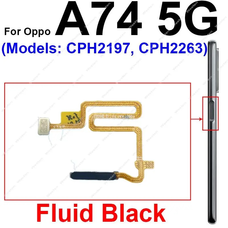 For OPPO A72 A74 A76 A77 A77S 4G 5G Power Button Fingerprint Flex Cable ...