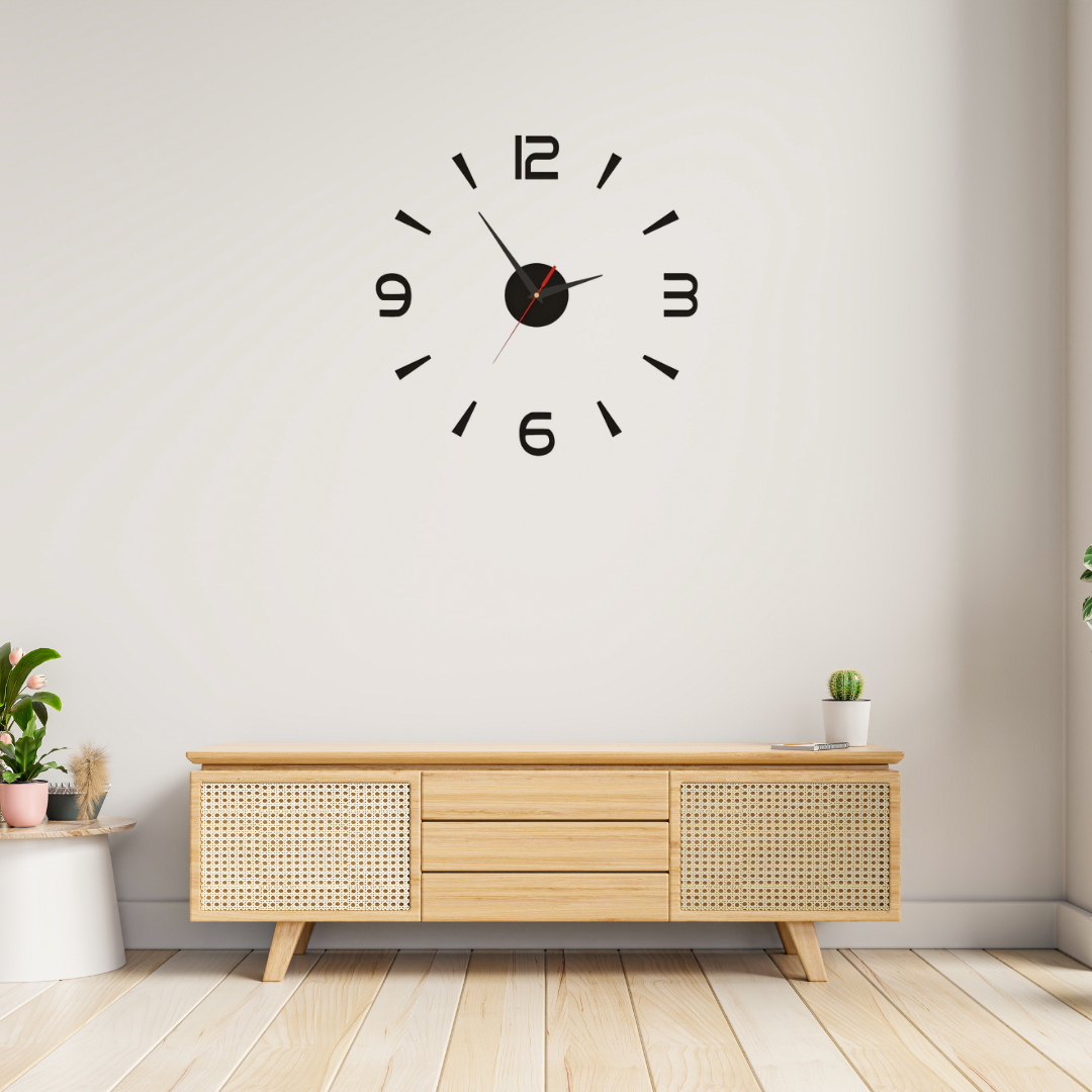 Luxury Decor 3D DIY Wall Clock,Round Stylish Modern Wall Clock,Battery ...