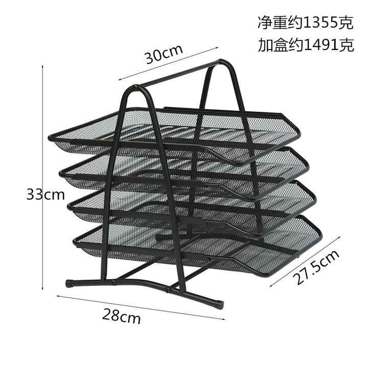 4-Tier File Rack Metal Mesh Letter Tray Triangular Rack Desk Document ...