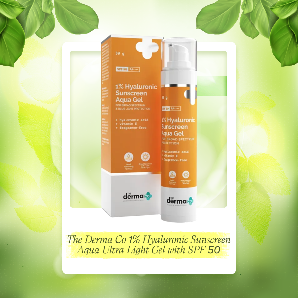 The Derma Co 1% Hyaluronic Sunscreen Aqua Ultra Light Gel with SPF 50 ...