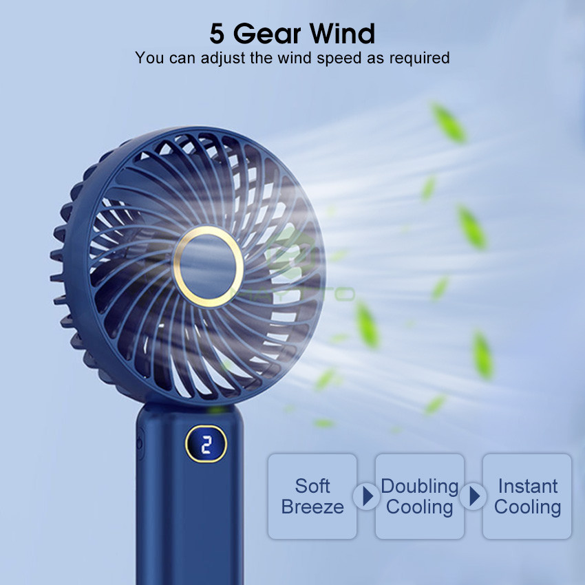 Maytto Mini Portable Fan LED Digital Display Foldable Handheld Fan ...