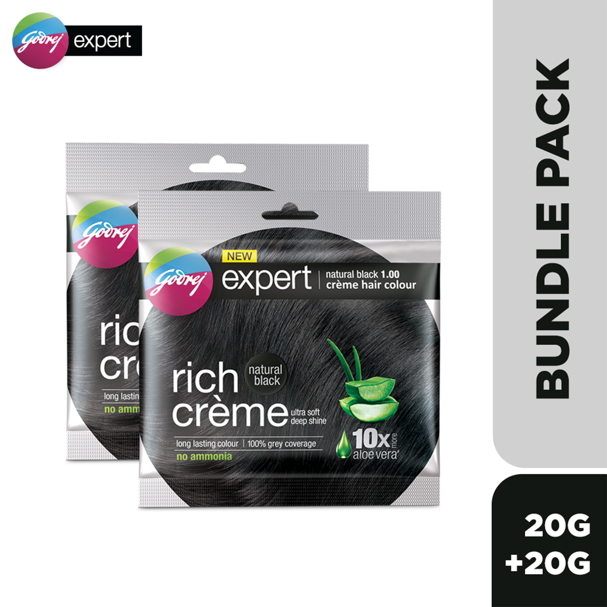 Godrej Expert Crème Hair Colour Natural Black 20g (Combo Pack) | Daraz ...