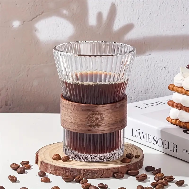 Glass Coffee Mug with Wooden Anti-skid Ring | Lead-Free Premium ...