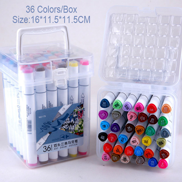 12/24/36/48/60 Colors Markers Pen Permanent Double Tips Graphic Skewing ...