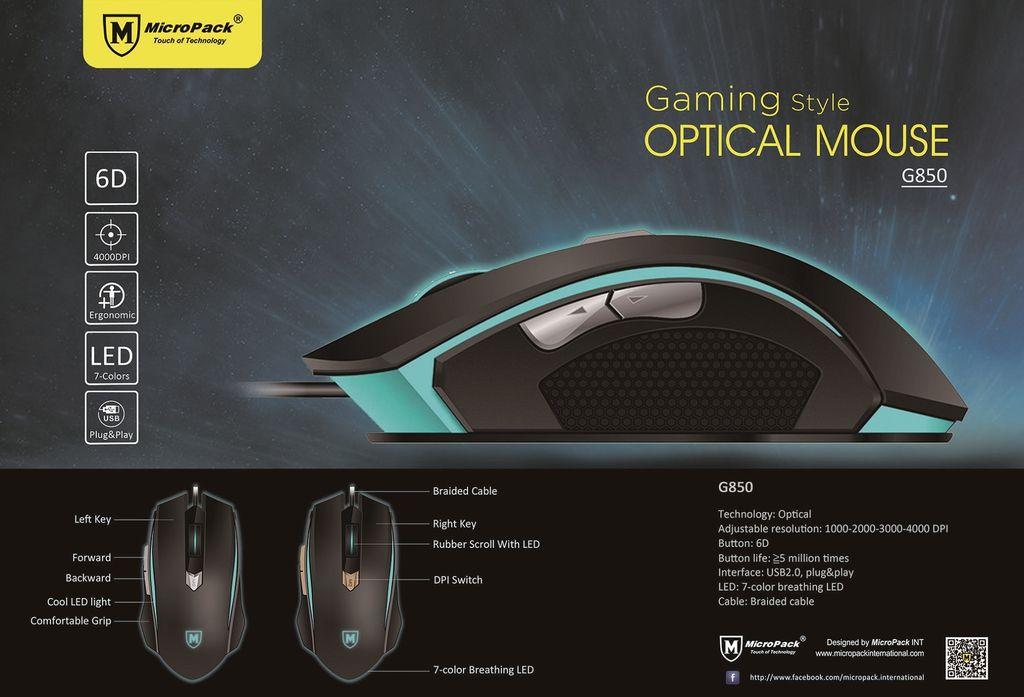 Micropack G850 Button 3200DPI Optical Gaming Mouse | Daraz.com.bd