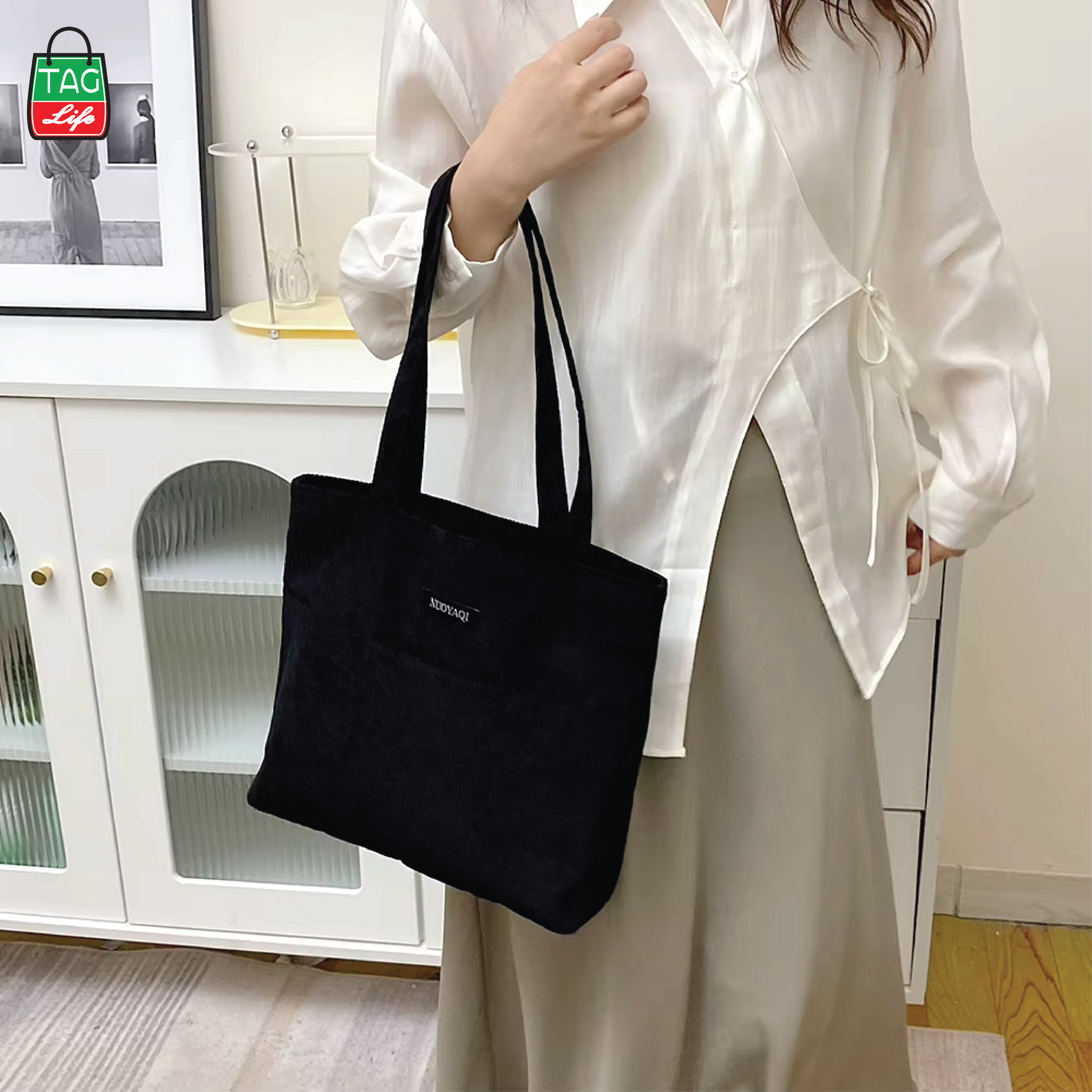 TAG Lifestyle Corduroy Tote Bag, Shopping Bag, Girls & Ladies Bag ...