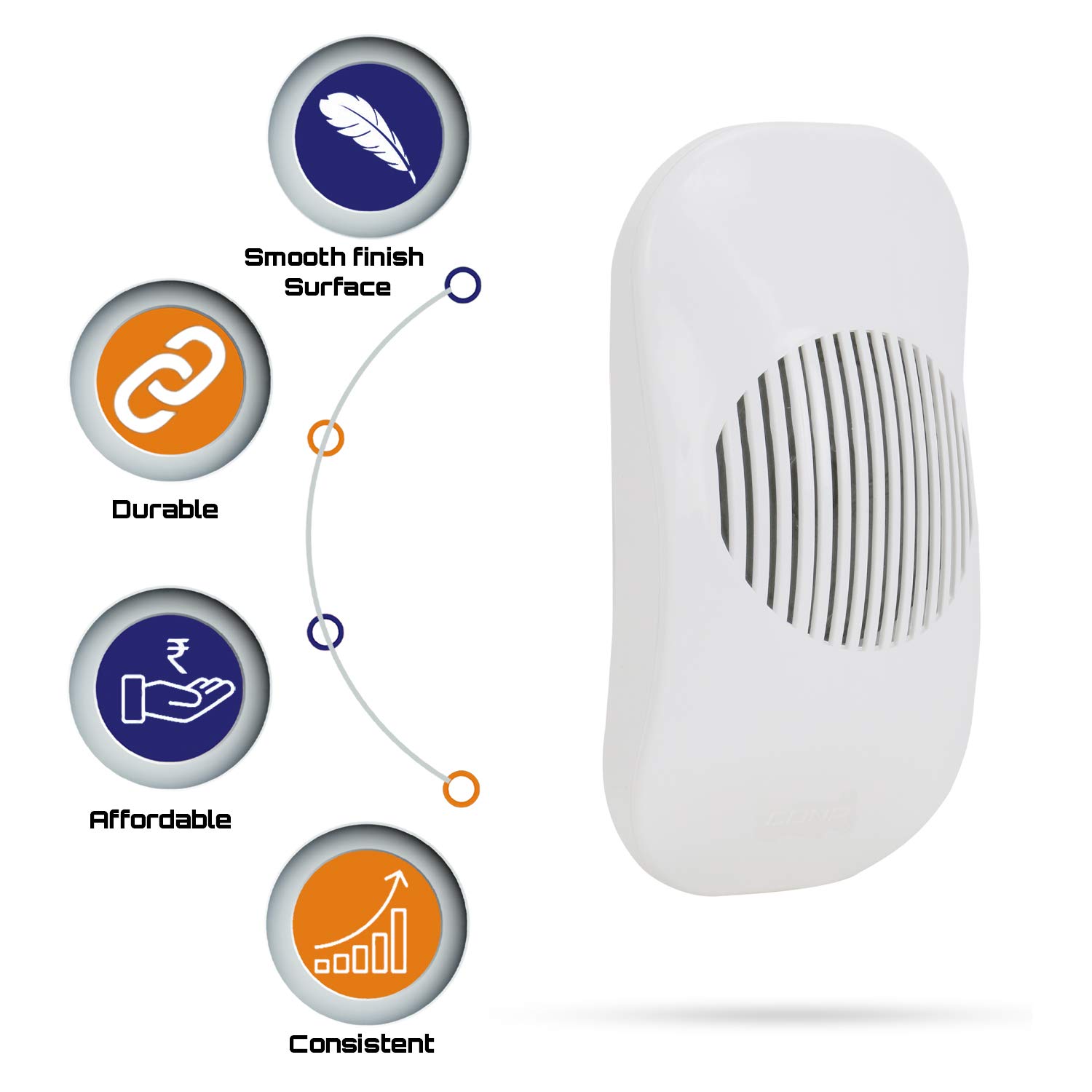 CONA 3401 Zoom Electronic Musical Bell 240V White Calling Bell For Home ...