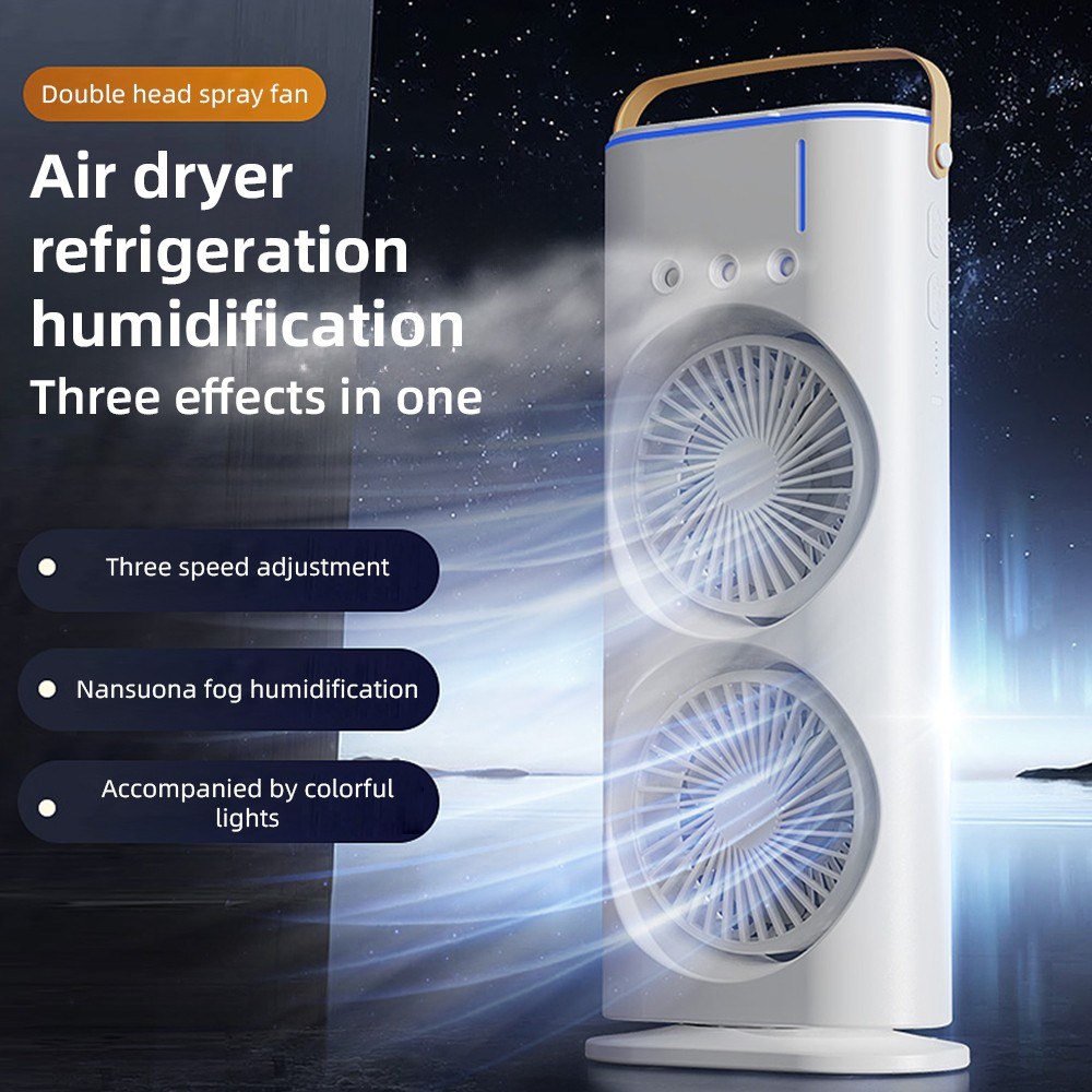 Dual Head Spray Tower Fan with Control Mist Humidifier 180° Adjustable ...