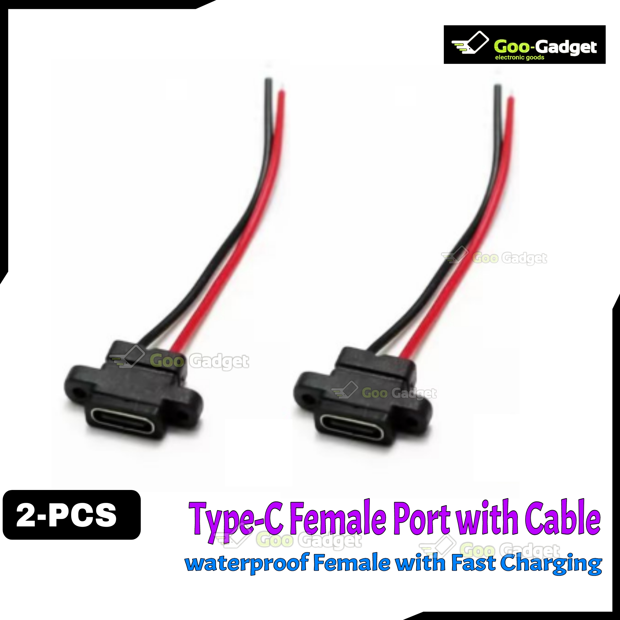 Type-C 2-Pin Waterproof Female USB-C Socket Port with Screw Hole | Fast Charging Interface USB ...