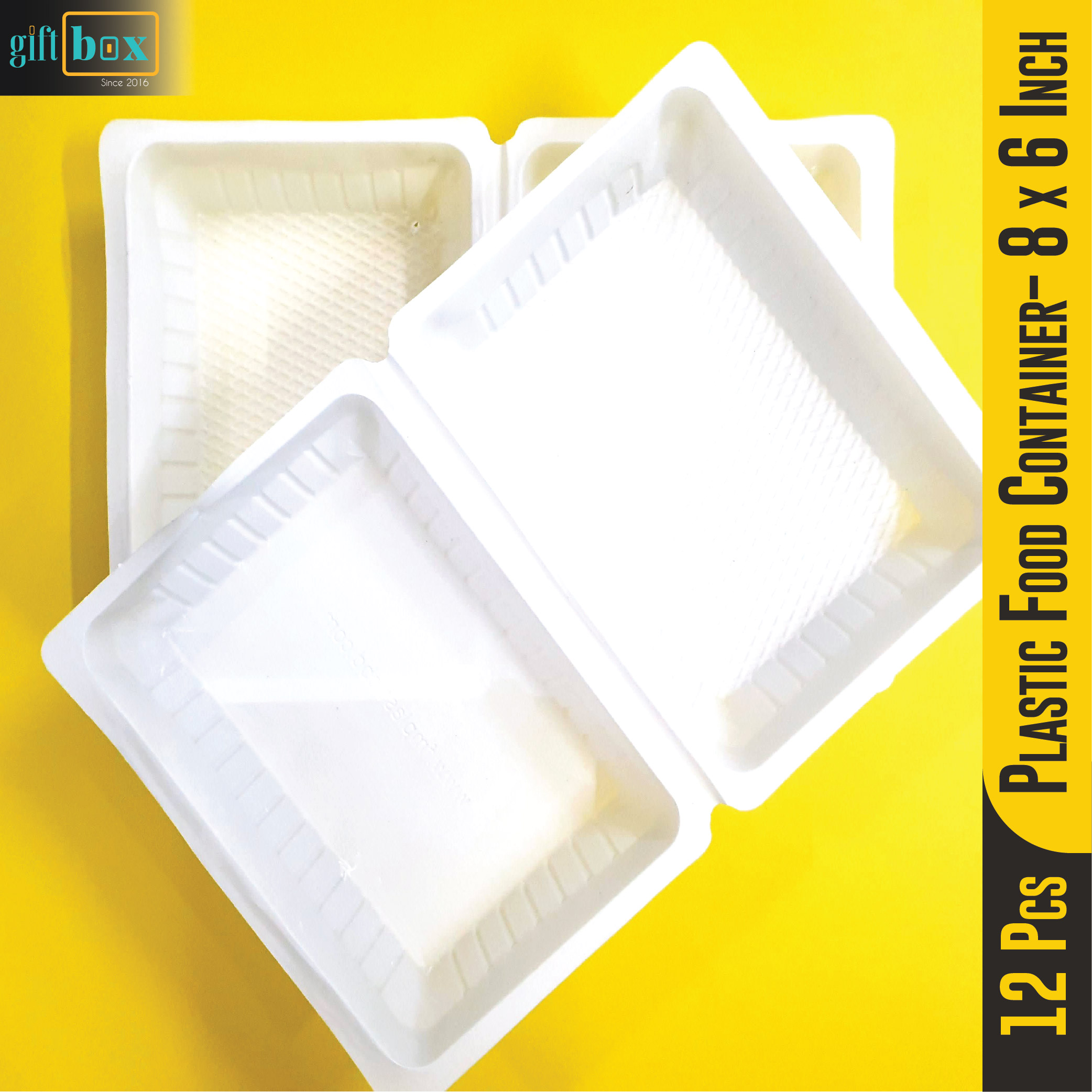 12 Pieces 8 X 6 Inch Disposable Lunch Box Plastic Food Take Out ...