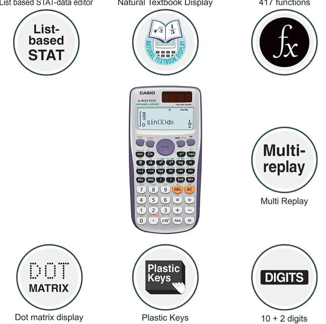 991ES PLUS Engineering Scientific Calculator Battery Power Supply ...