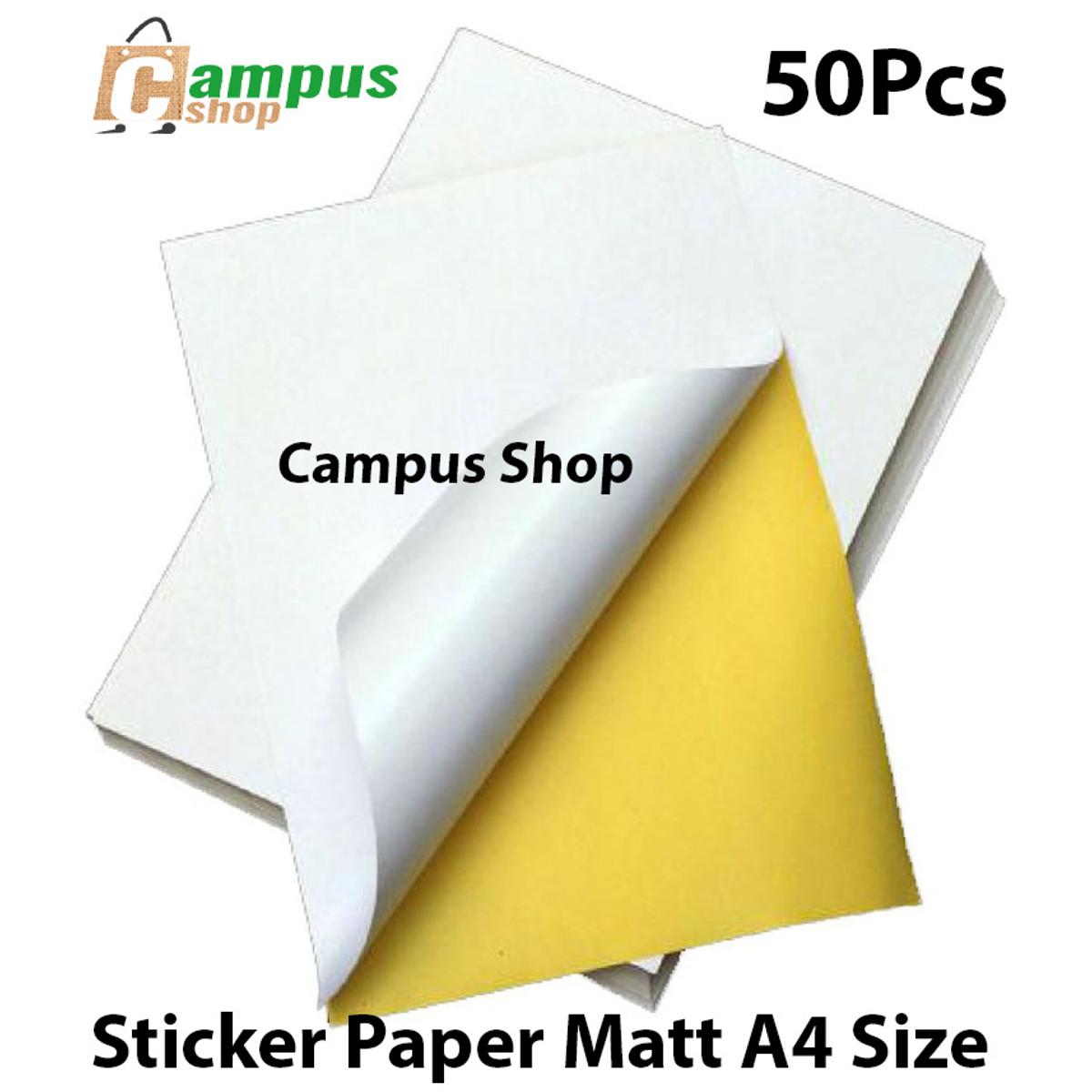 Sticker paper matt A4 size - ( 50 Pcs) . | Daraz.com.bd