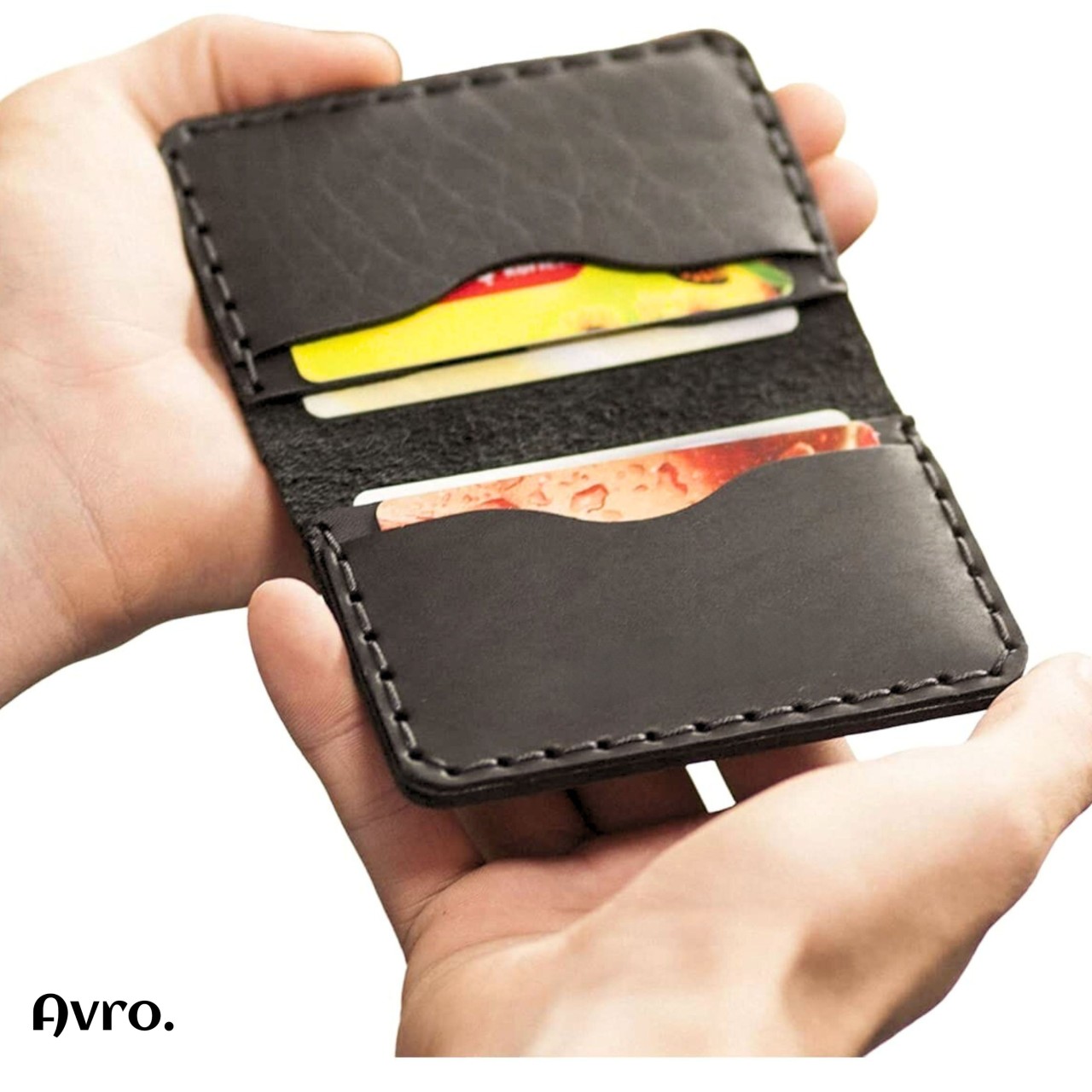 Avro Card Holder Mini Money Bag for Man Handmade Stitched Cow Leather ...