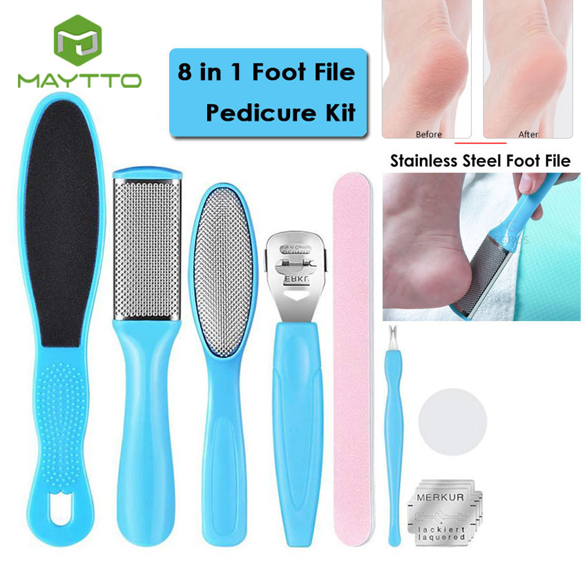 MAYTTO Foot File Pedicure Kit Callus Remover Stainless Steel Pedicure ...