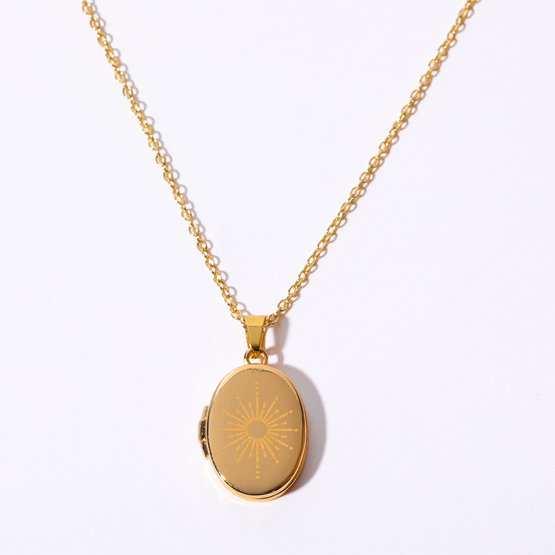 Fashion Vintage Moon Sun Evil Eyes Oval Photo Frame Locket Choker ...