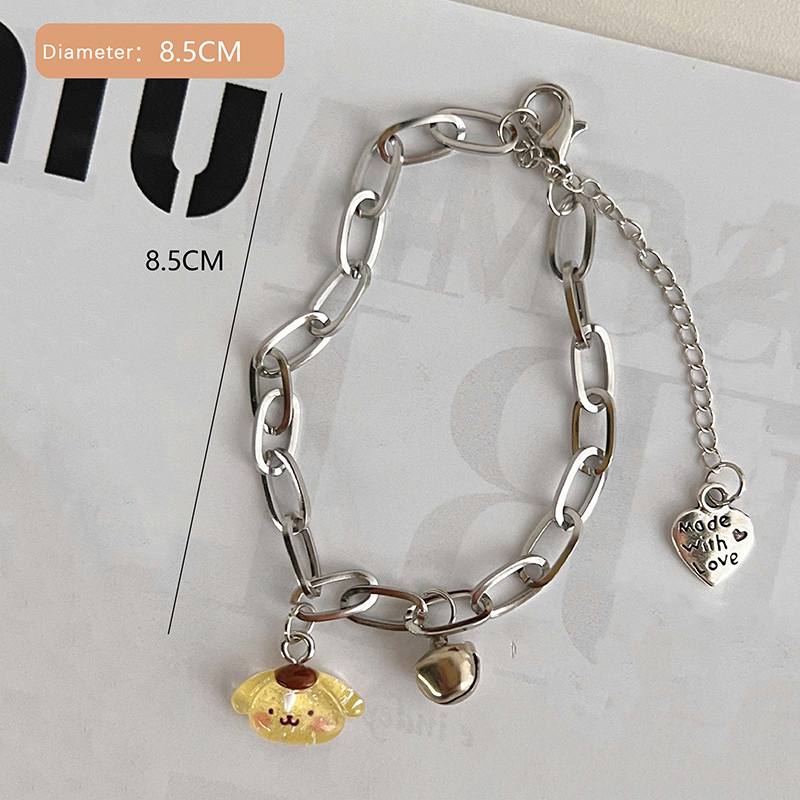 Sanrio Bell Bracelet Female Cute Cinnamoroll Kuromi Pompompurin My ...