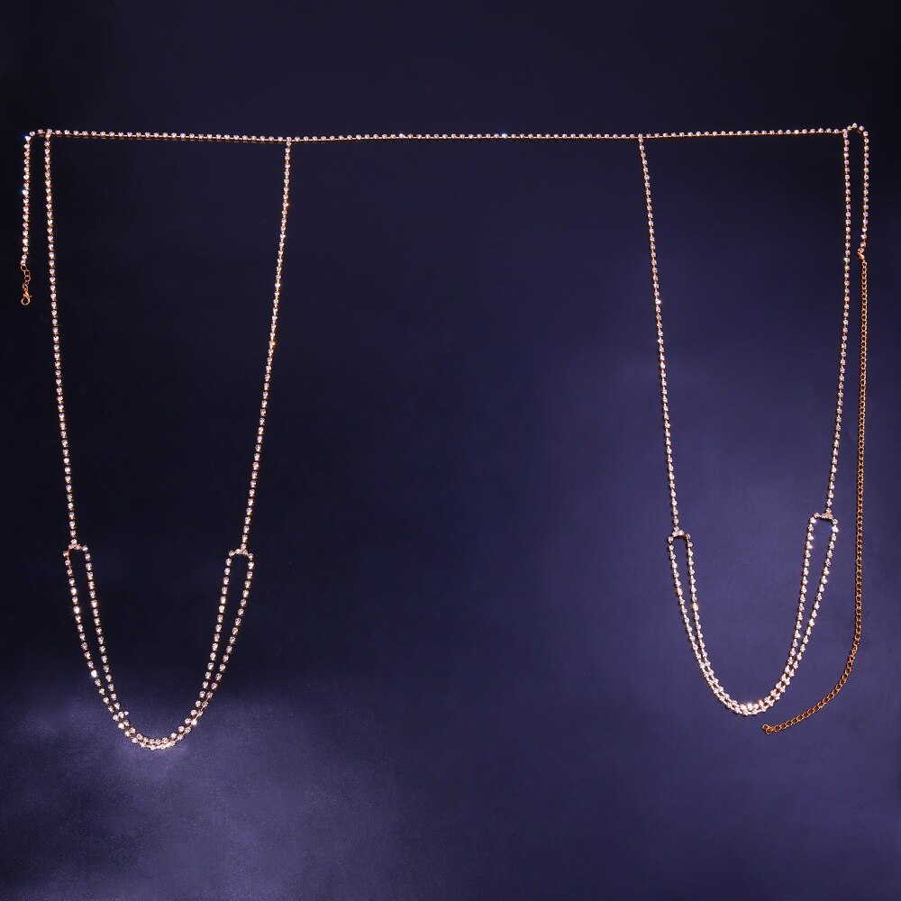 Women Rhinestone Bra Body Chain Necklace Bikini Cross Belly Chain Thigh ...
