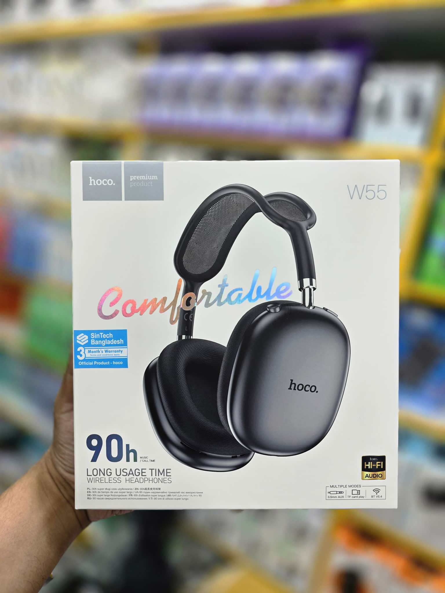 Hoco W55 Wireless Over-Ear Headphones - Bluetooth Connectivity, Noise Isolation, Comfortable Fit ...